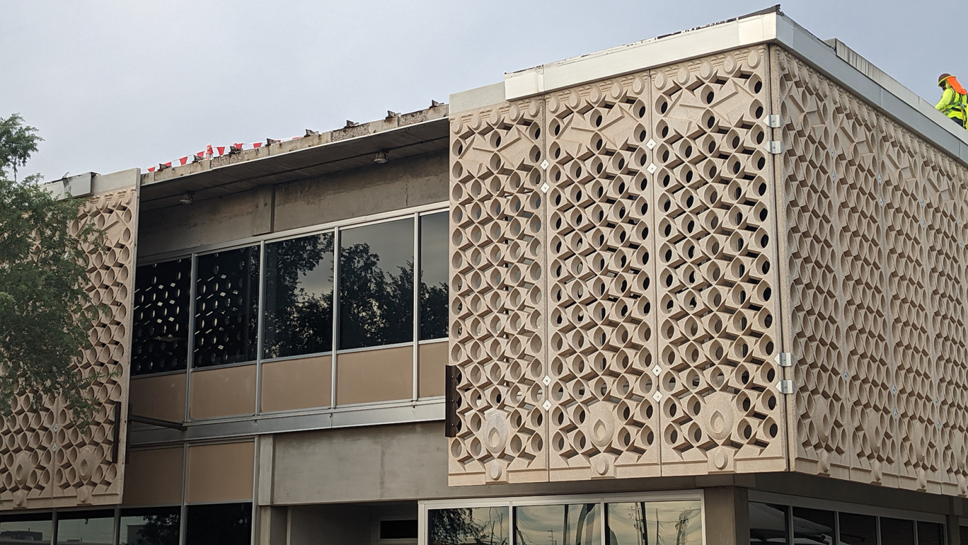 How to save 165 tons of flame-inspired precast concrete panels - Docomomo
